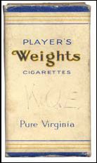 PLAYER'S WEIGHTS 10 CIGARETTES PACKET / CIGARETTE PACKETS